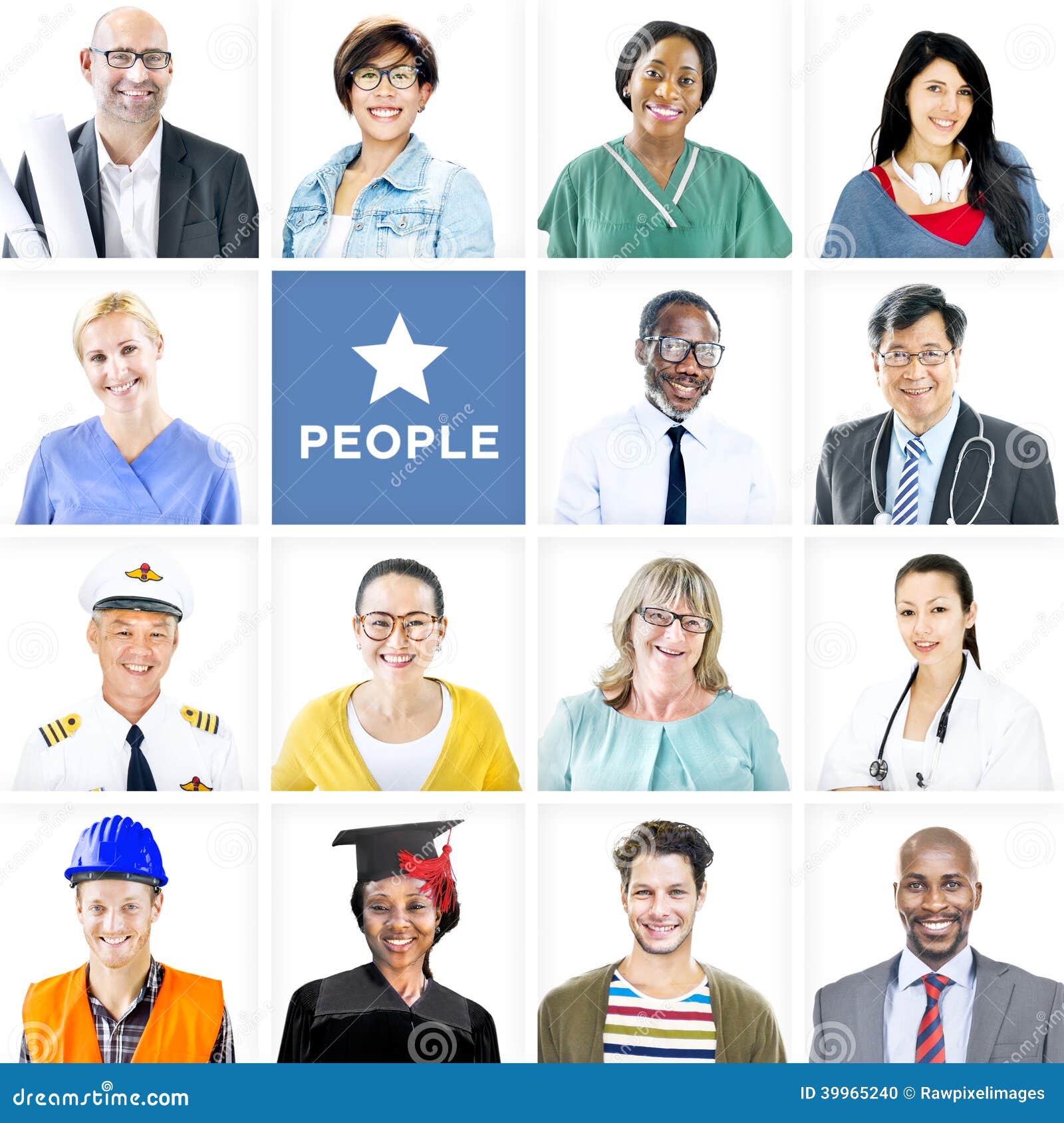 Portrait of Multiethnic Mixed Occupations People Stock Photo - Image of ...