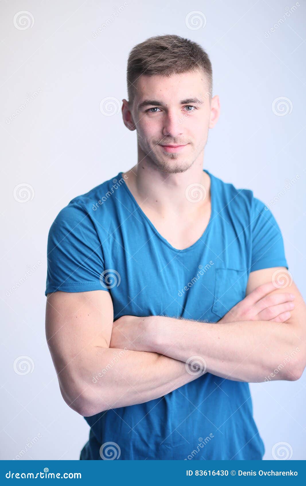 Portrait of Muscle Man Posing in Studio Isolated Stock Photo - Image of ...