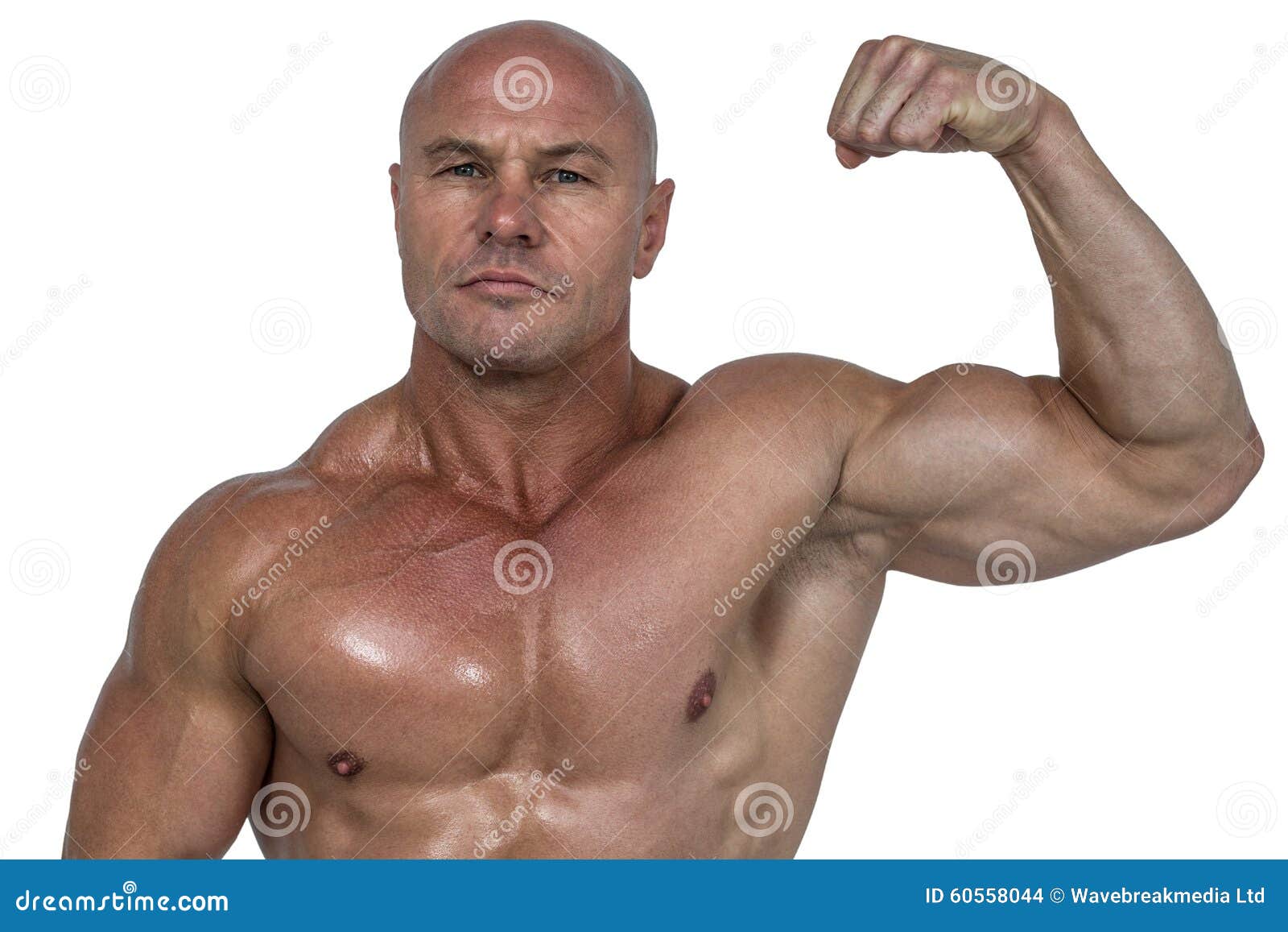 Portrait of Muscular Man Flexing Bicep Stock Photo - Image of length ...