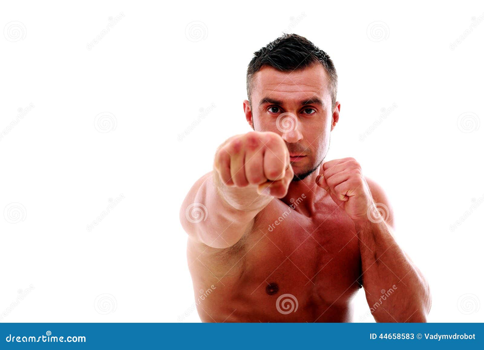Portrait of a Muscular Man Punching Camera Stock Image - Image of boxer ...