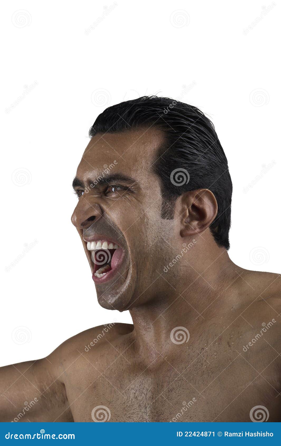 Portrait of a Muscular Man Screaming Stock Image - Image of face, head ...