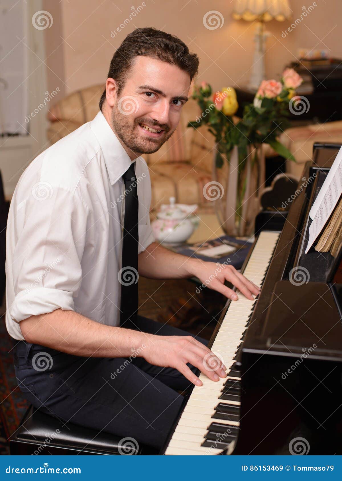 Portrait of Music Performer Playing His Piano Stock Image - Image of ...