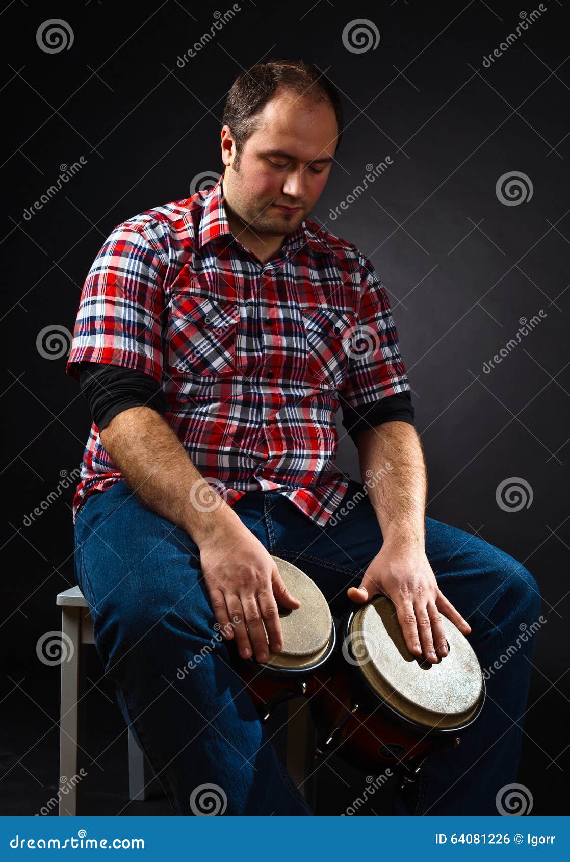Portrait of Musician with Bongo Stock Photo - Image of studio, cuba ...