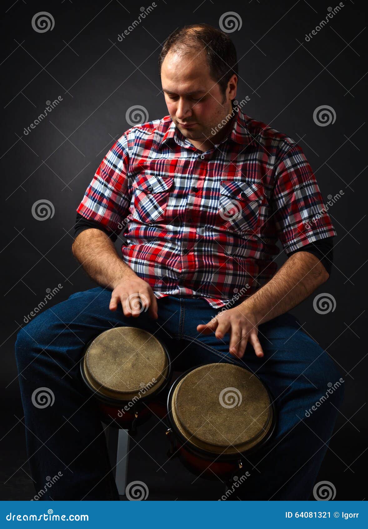 Portrait of Musician with Bongo Stock Image - Image of musical ...