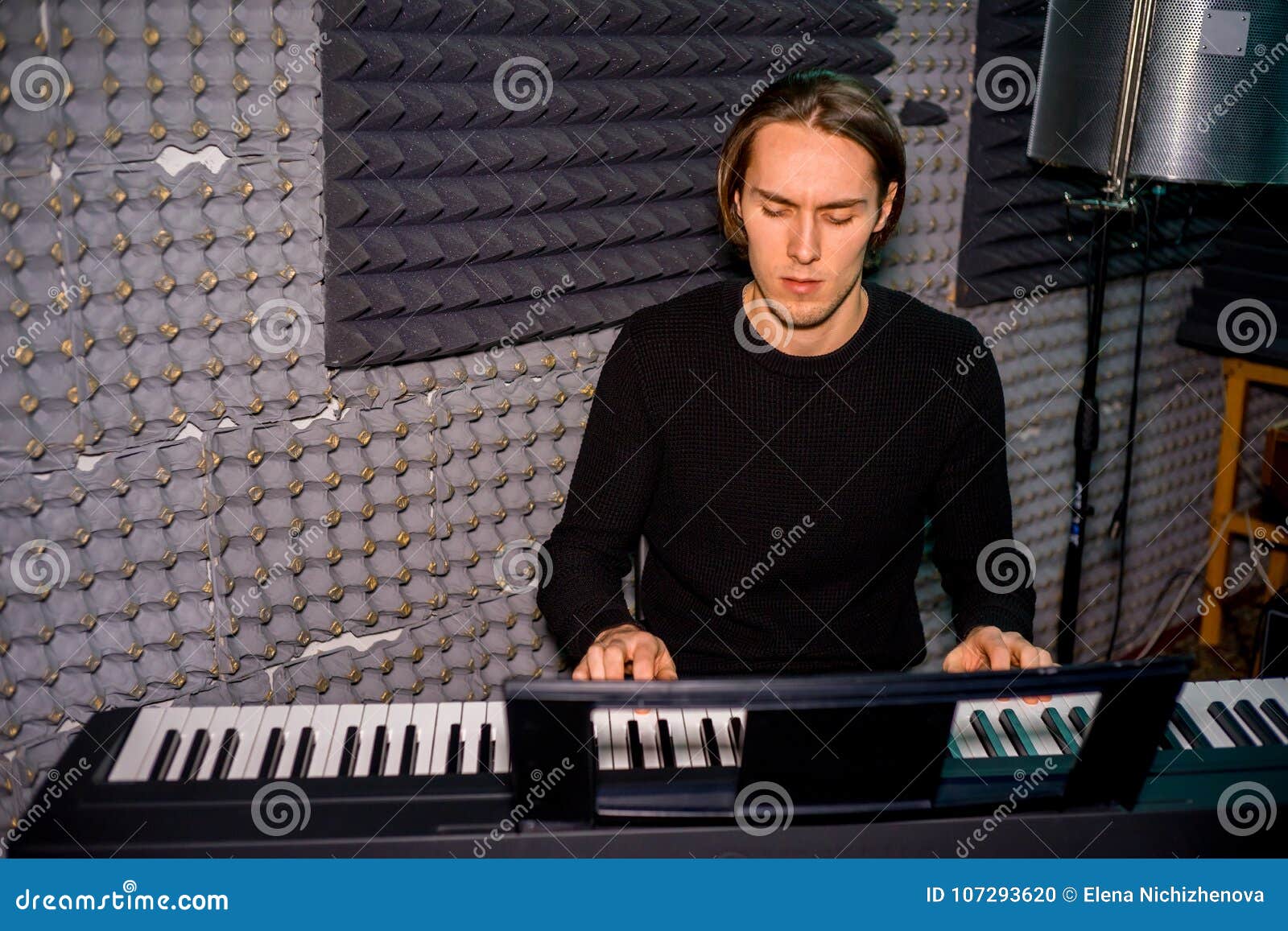 Musician in a Recording Studio Stock Photo - Image of computer ...