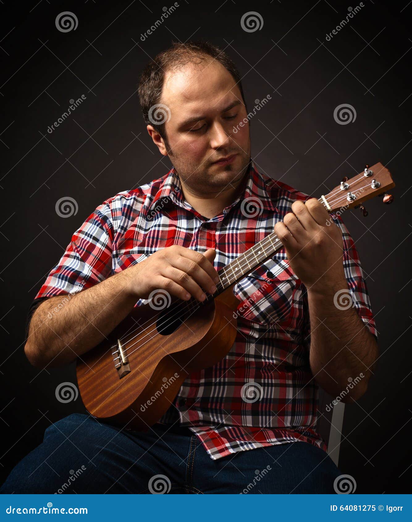 Portrait of Musician with Ukulele Stock Image - Image of vertical ...
