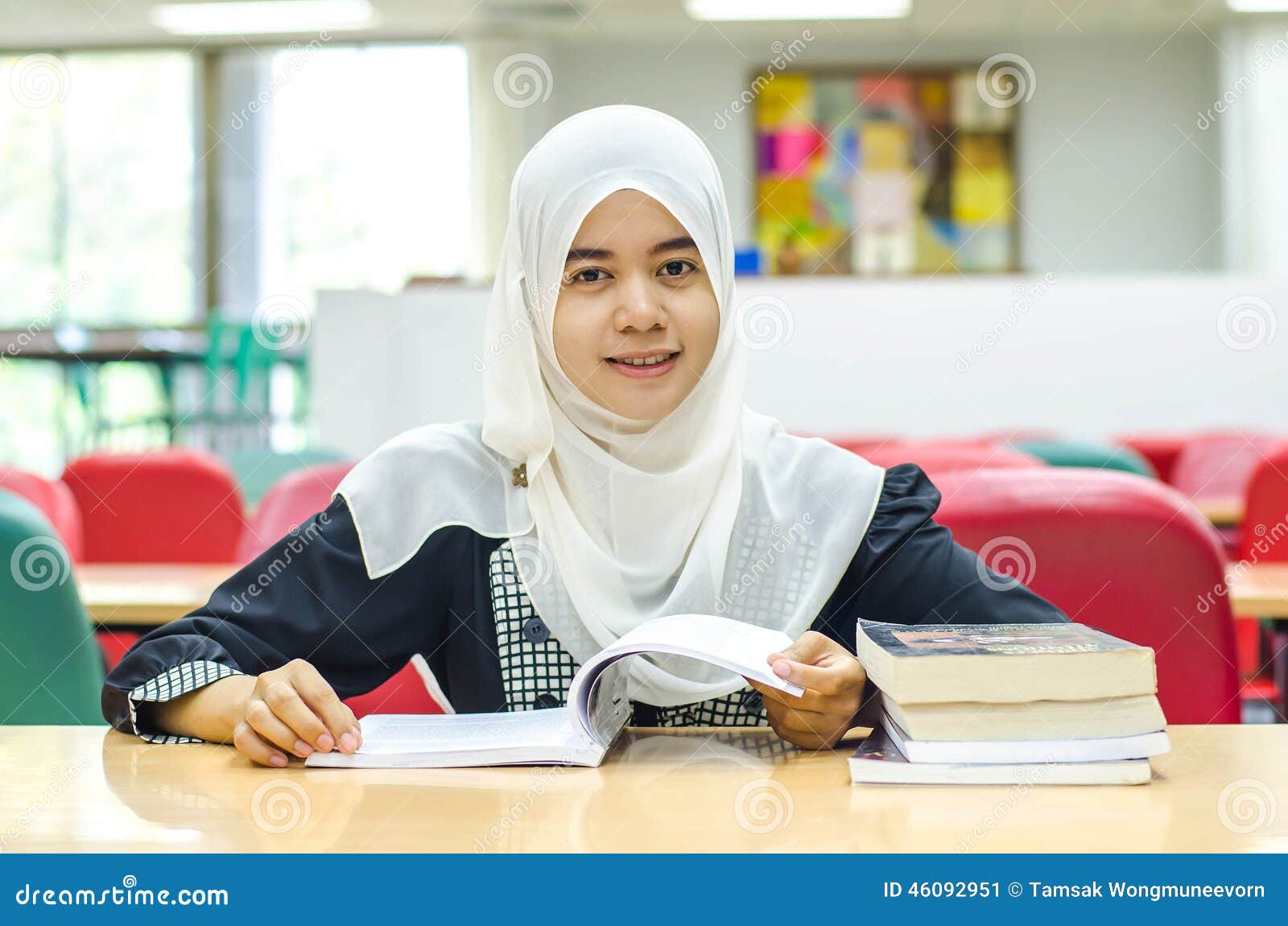 Portrait of Muslim in the Library Stock Image - Image of beautiful ...