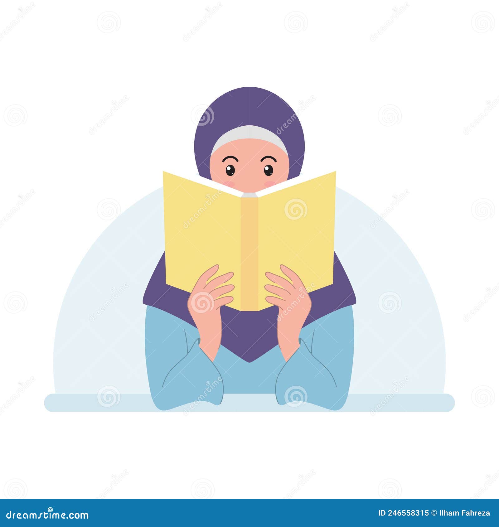Portrait Of A Muslim Woman Reading A Book Stock Illustration