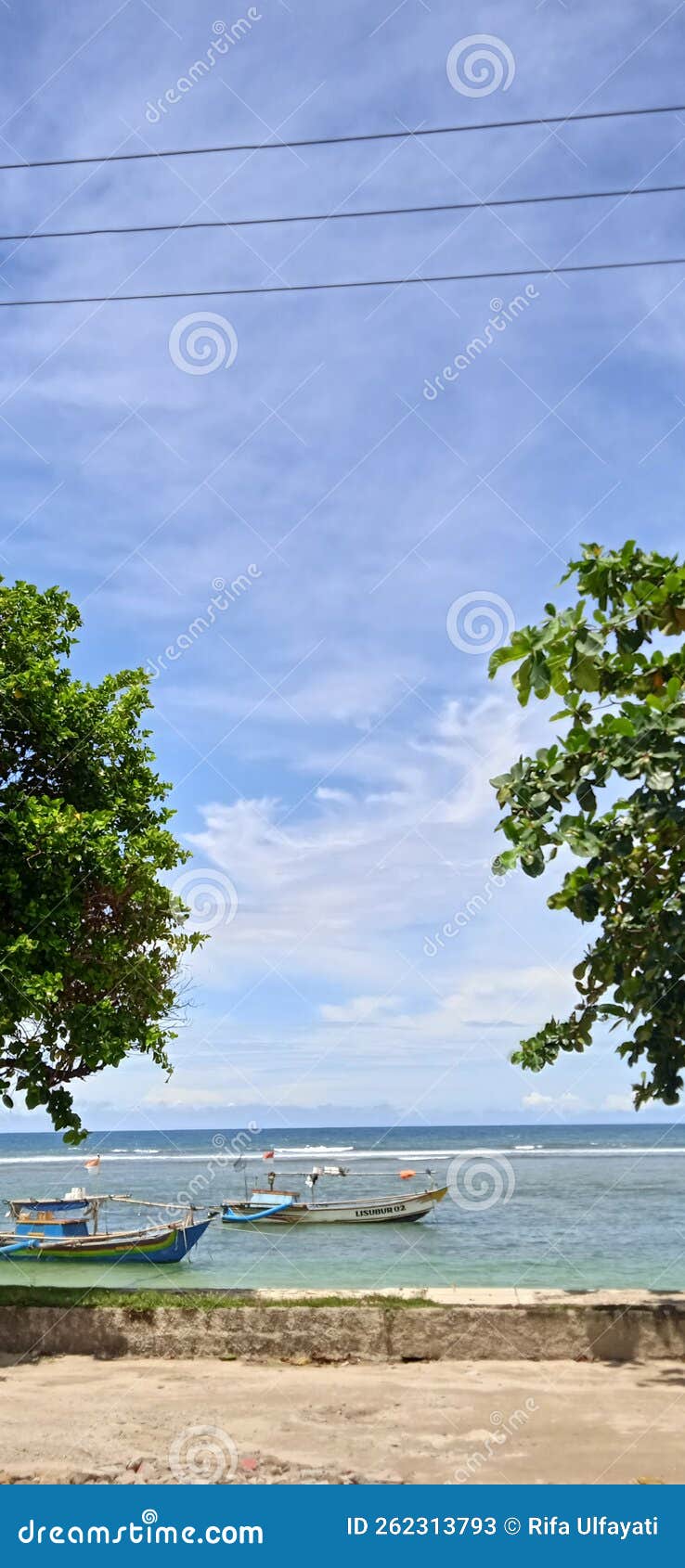 A Portrait Nature View for a Beach with Boats Editorial Stock Photo ...