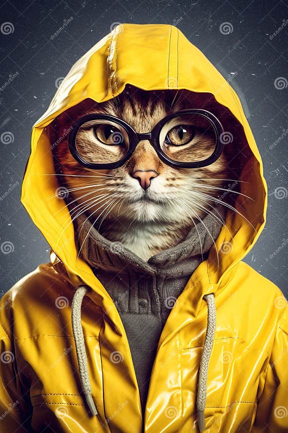 Portrait of nerd cat stock illustration. Illustration of closeup ...