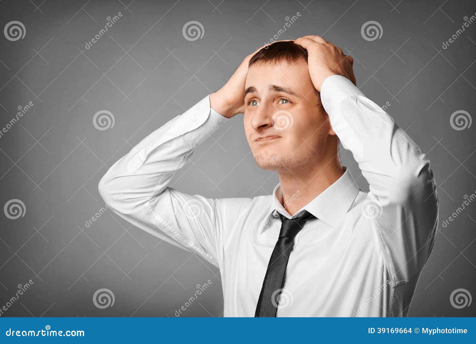 Portrait of Nervous, Stressed Young Man Stock Photo - Image of concept ...