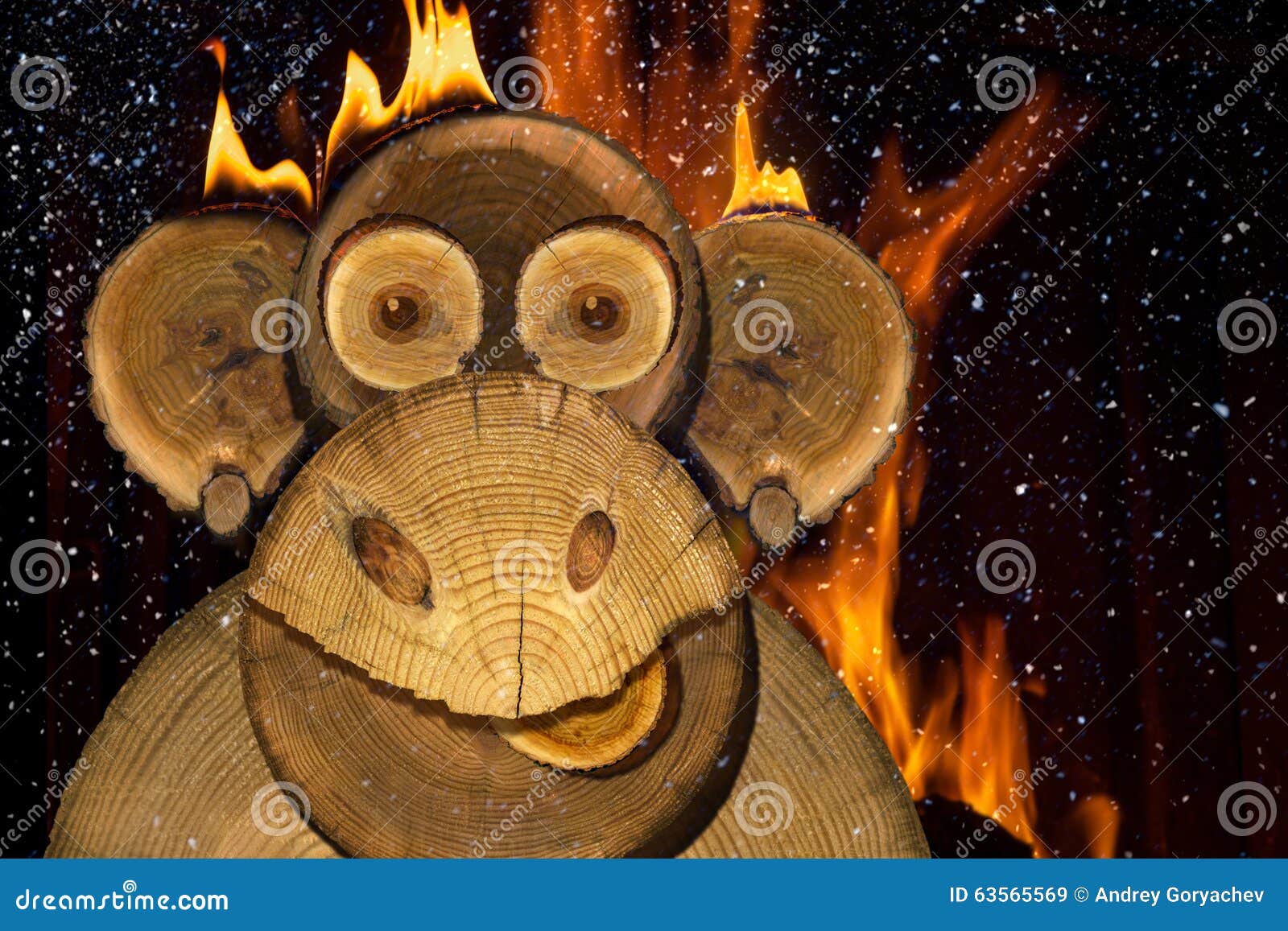 Portrait of a New Years Fire Monkey Stock Image - Image of winter, snow ...