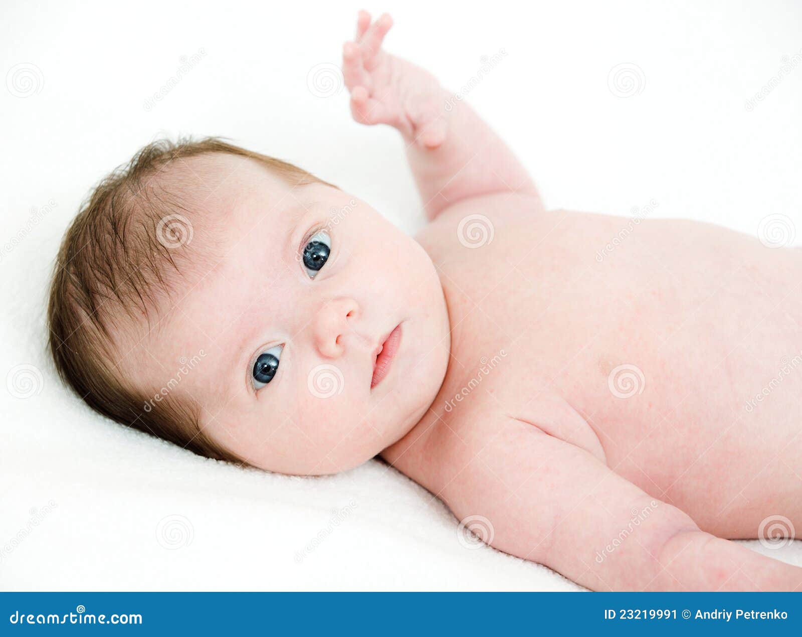 Portrait Newborn Baby Lying in Bed Stock Image - Image of clean ...
