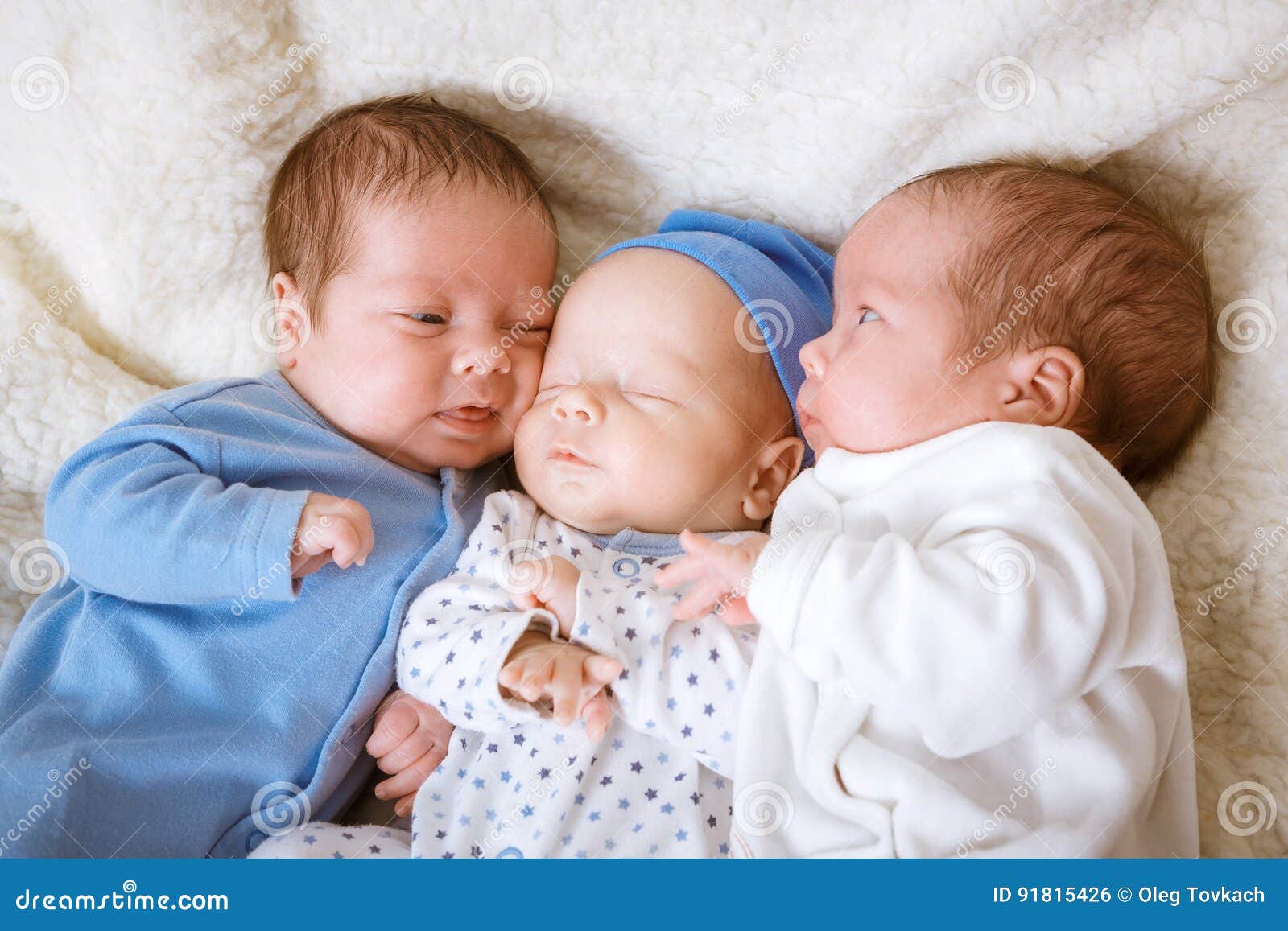 Portrait of Newborn Triplets - Boys Stock Photo - Image of shower ...