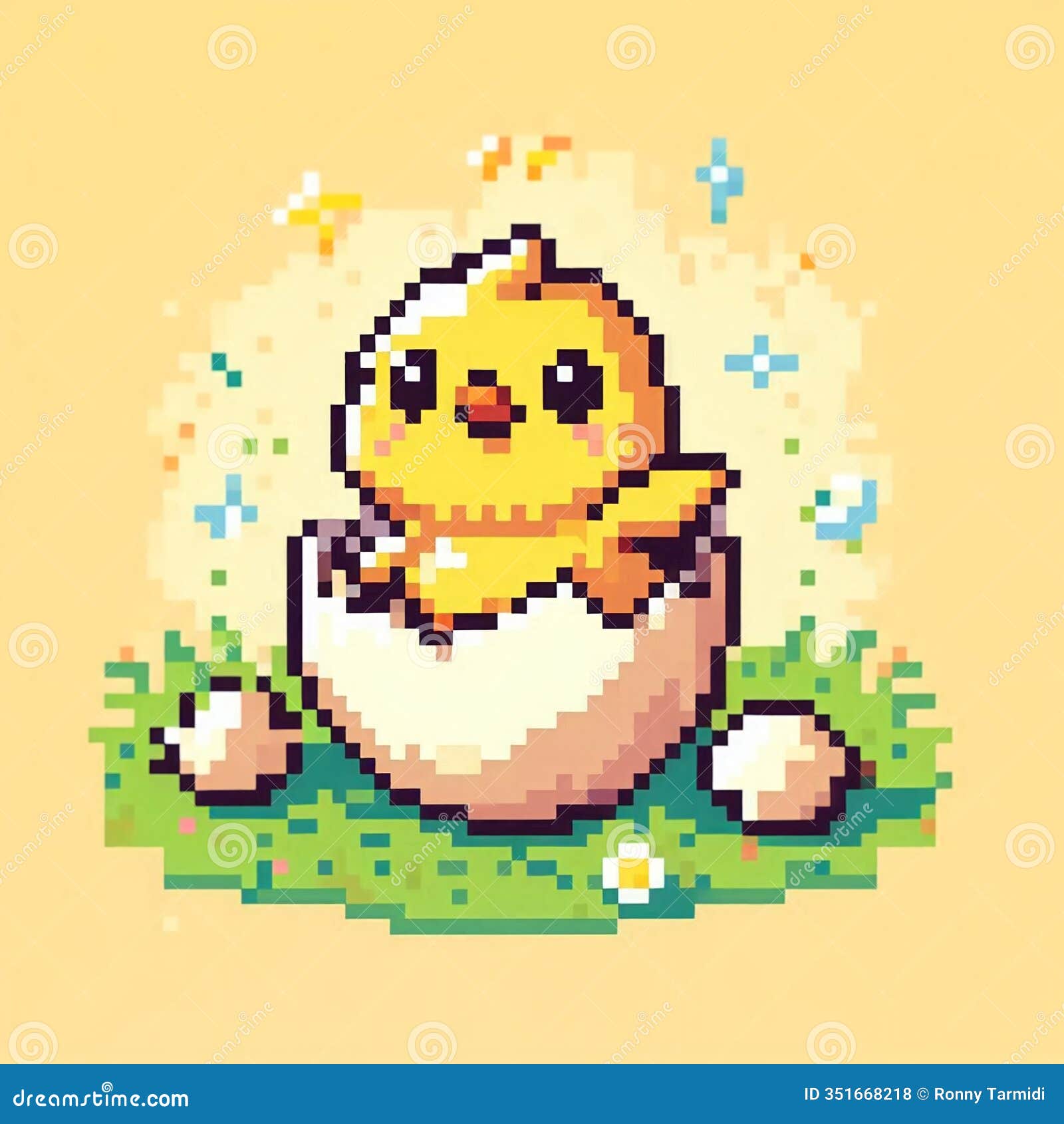 Portrait of Newly Hatched Chicks, Pixel Art Stock Illustration ...
