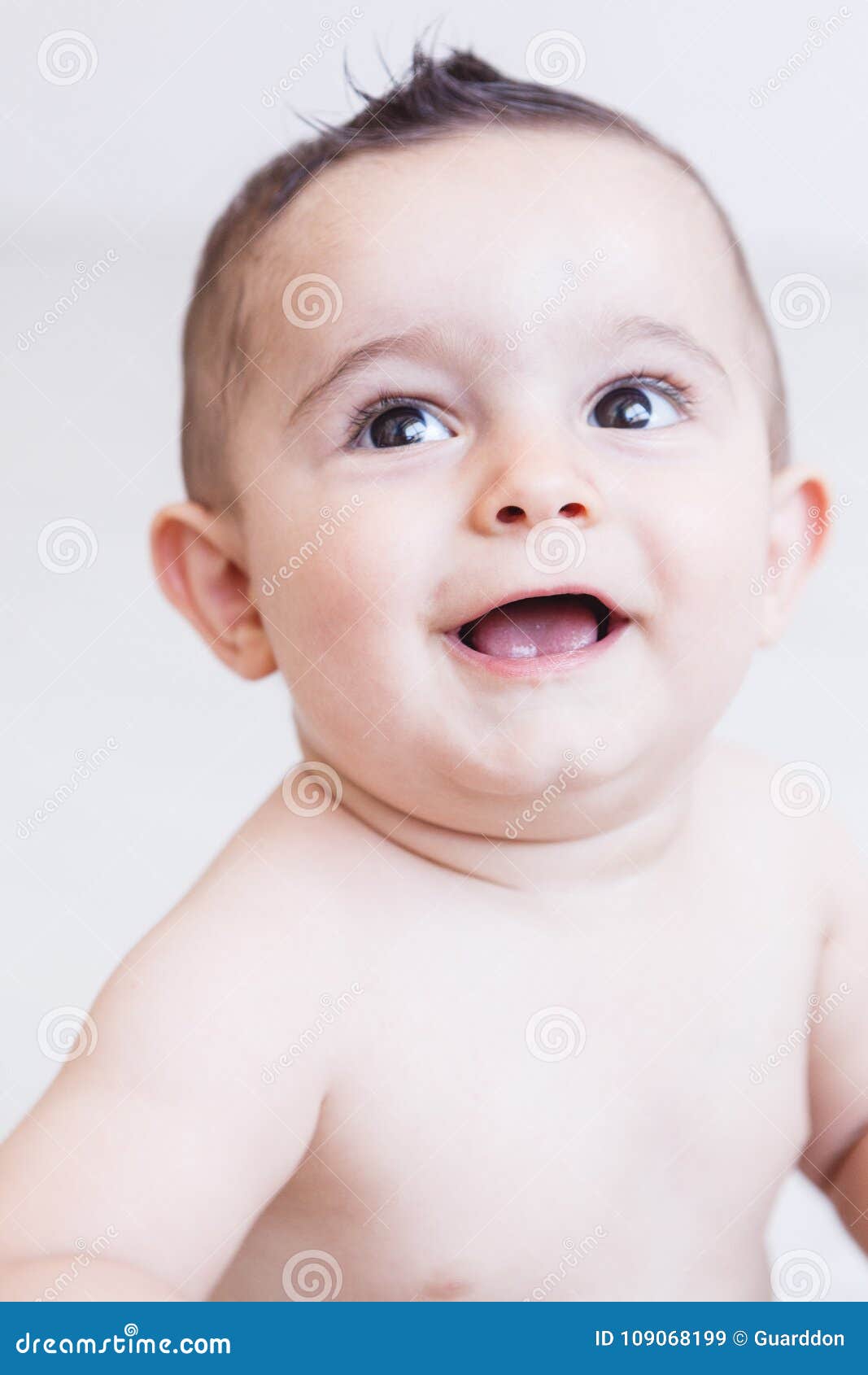 Portrait of Nice Baby Close Up Stock Image - Image of looking, food ...