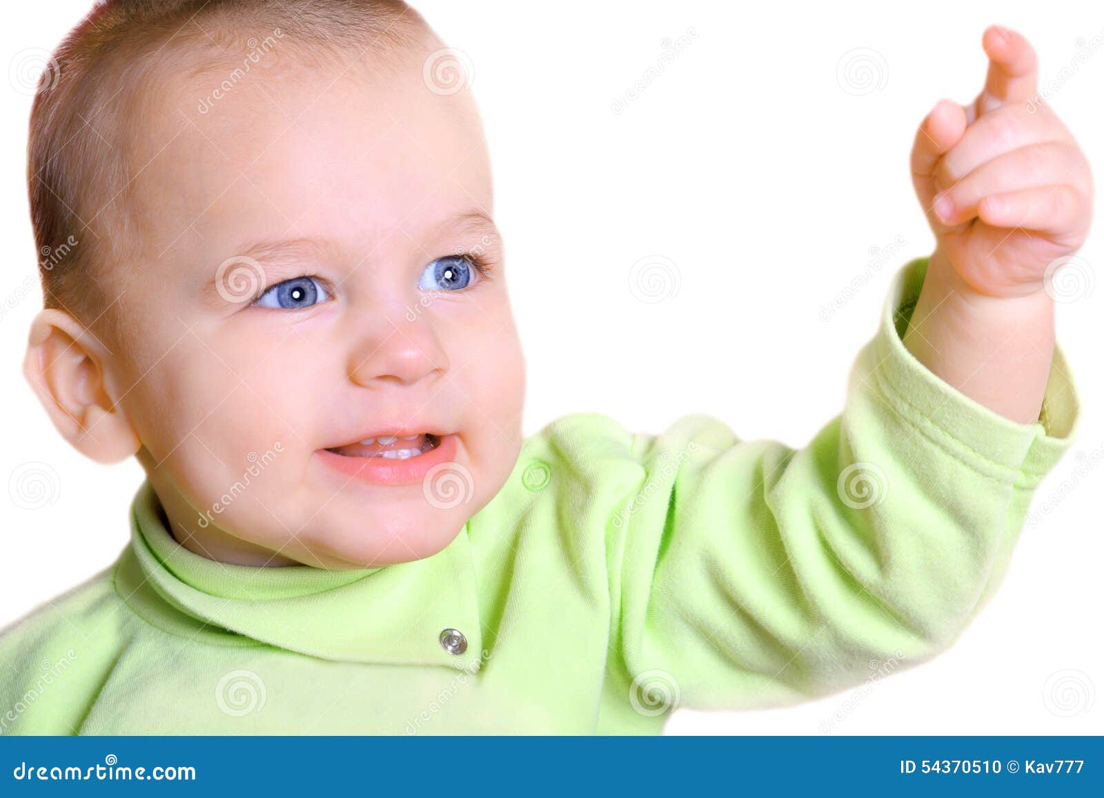 Portrait of Nice Baby with Outstretched Hand Isolated Stock Photo ...