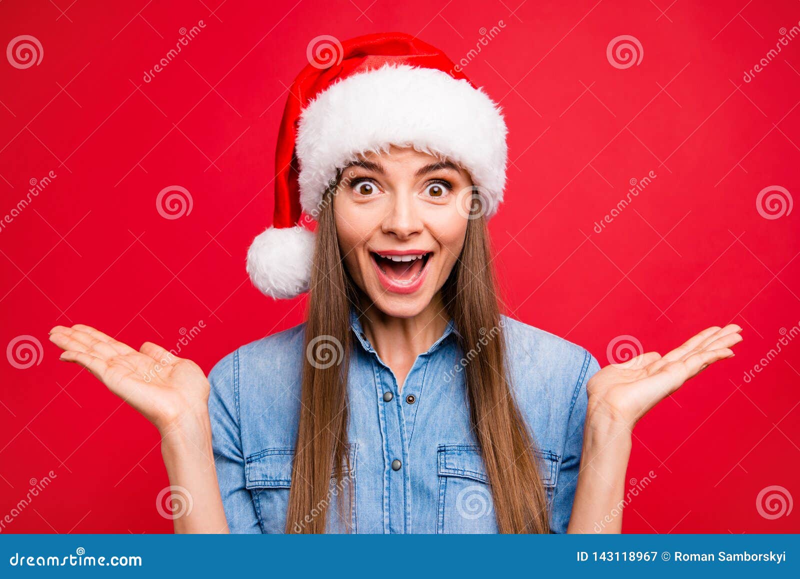 Portrait Of Nice Cute Cheerful Funny Positive Attractive Emotion Stock