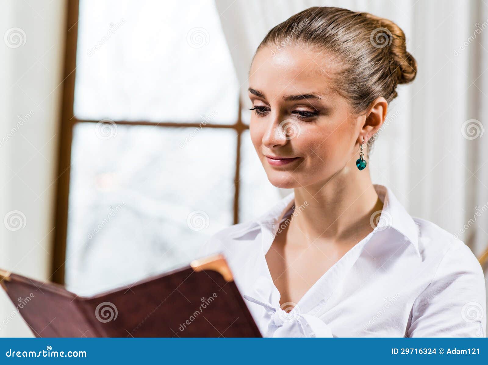 Portrait of a Nice Lady at the Restaurant Stock Photo - Image of city ...