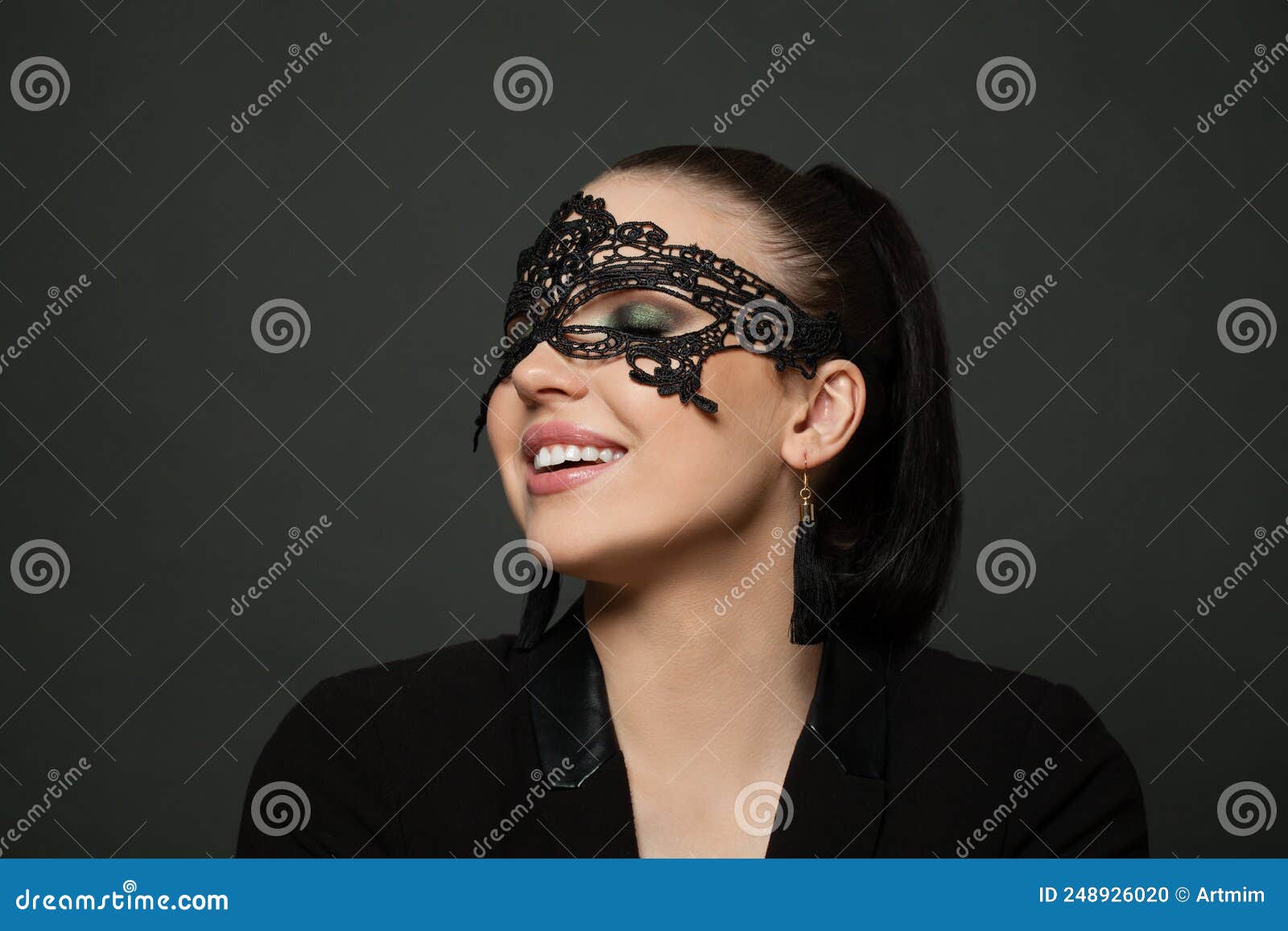 Portrait of a Nice Woman in a Carnival Mask Stock Photo - Image of ...