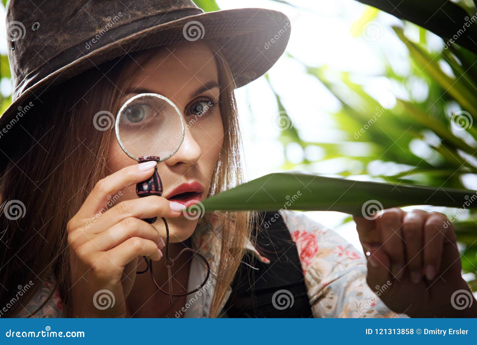 Portrait of Nice Young Woman Exploring Jungle Stock Photo - Image of ...