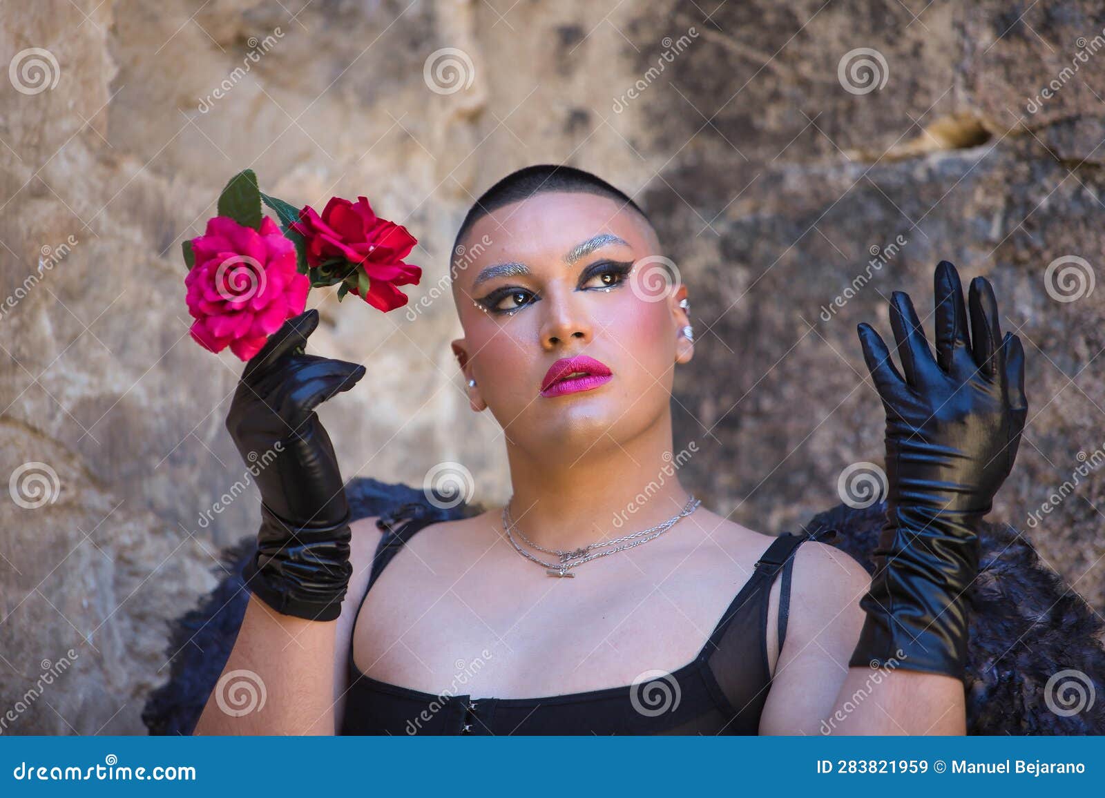 Portrait Of A Non-binary Gender Person Interacting With Nature Stock ... Portrait Of A Non-binary Gender Person Interacting With Nature Stock ...