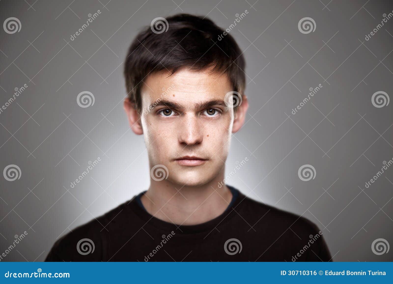 Portrait of a Normal Boy on a Grey Background Stock Photo - Image of ...