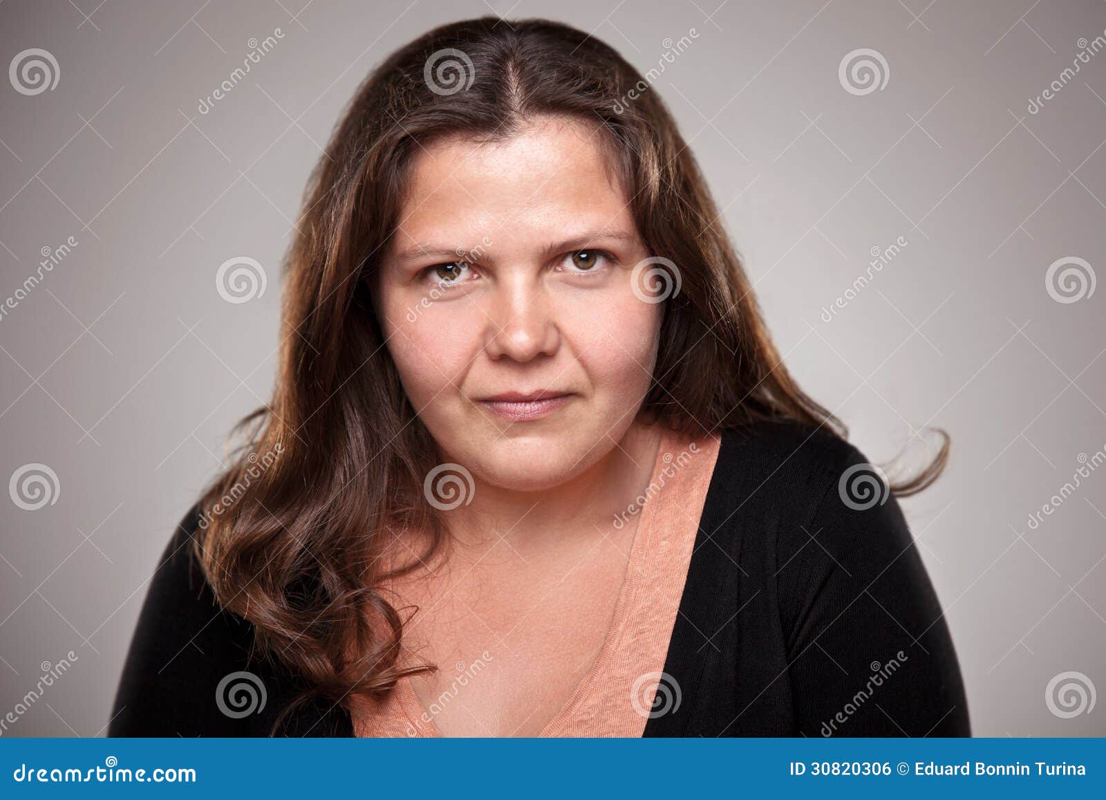 Portrait of a Normal Woman Over Grey Background Stock Photo - Image of ...