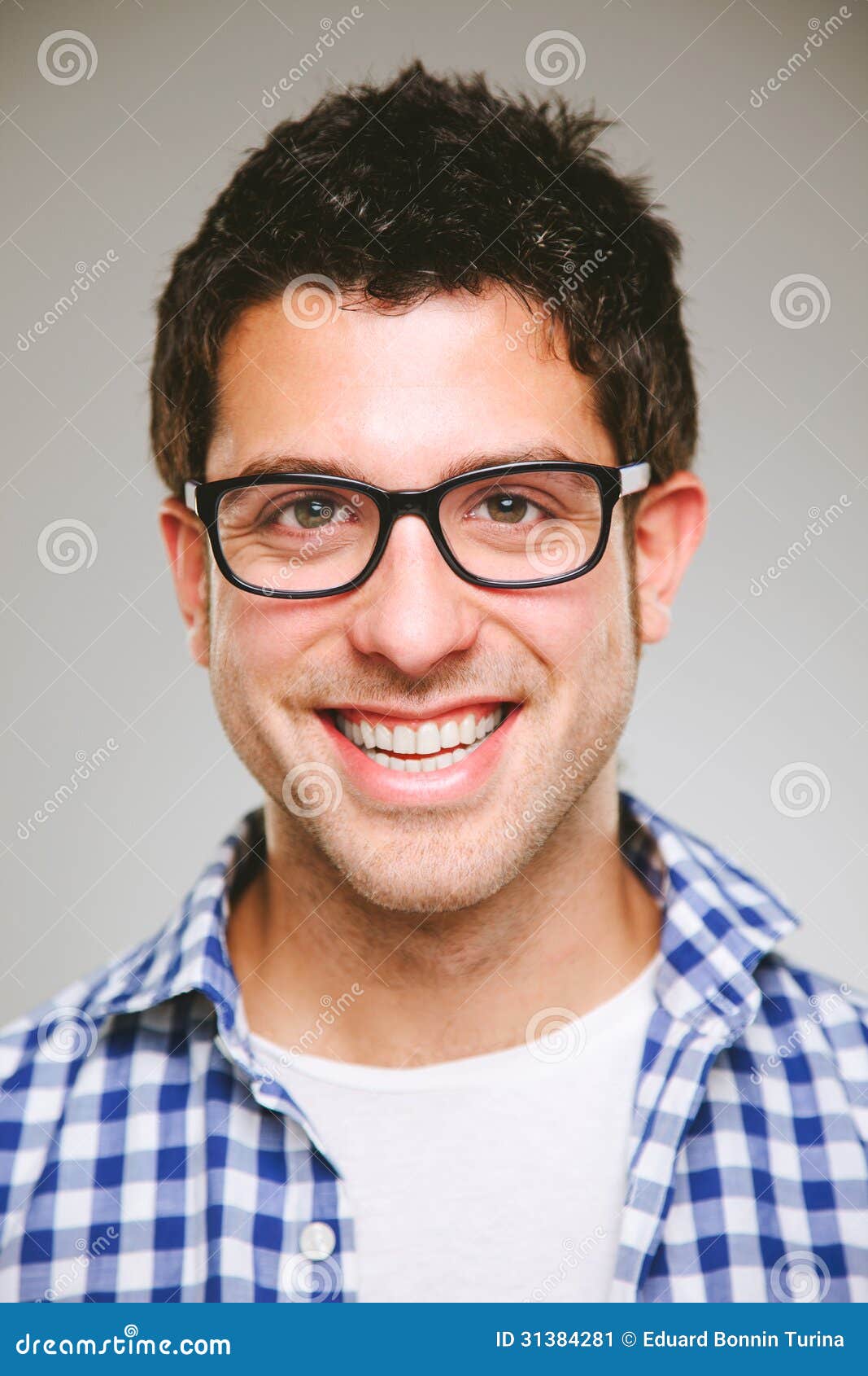Portrait of a Normal Young Man on a Grey Background Stock Image - Image ...