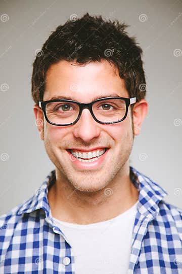 Portrait of a Normal Young Man on a Grey Background Stock Image - Image ...