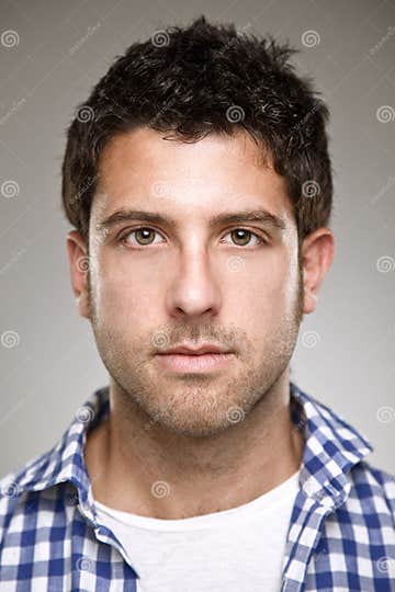 Portrait of a Normal Young Man on a Grey Background Stock Photo - Image ...