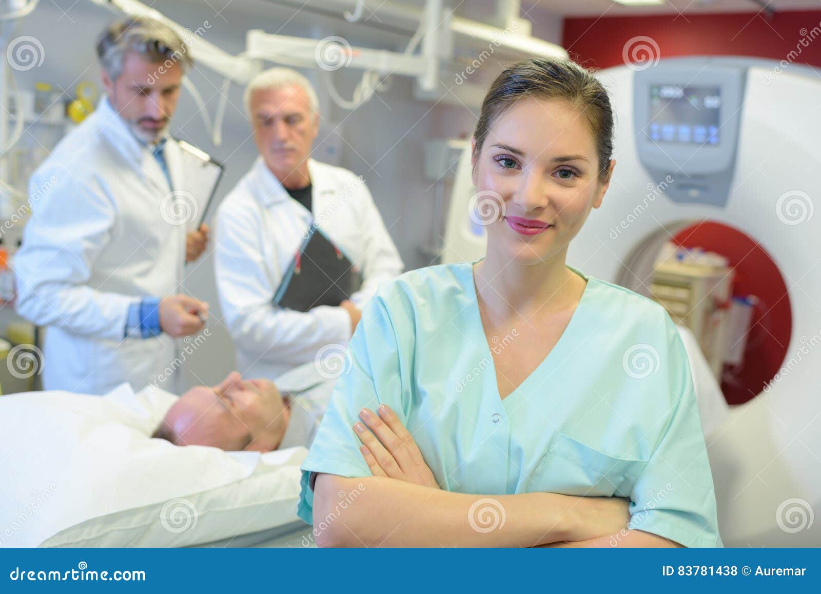 Portrait Nurse in Front Mri Scanner Stock Photo - Image of caucasian ...