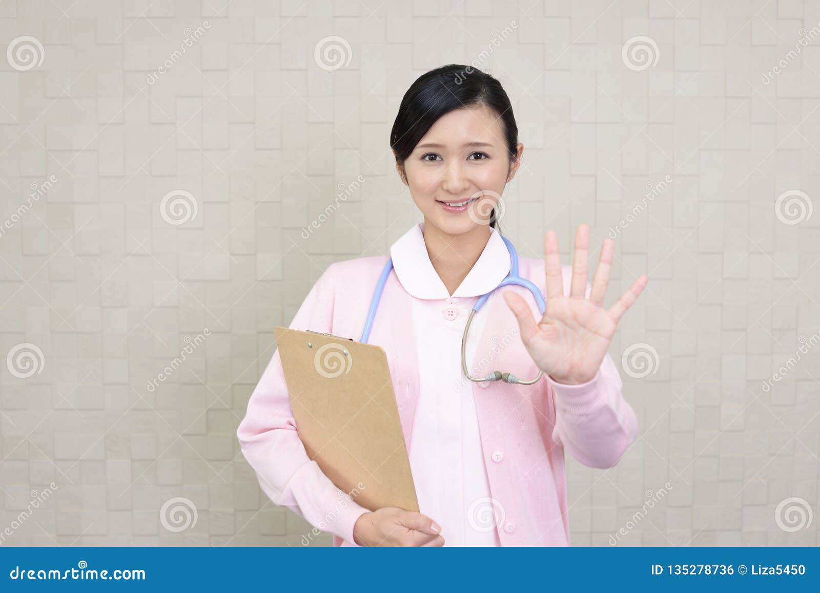Female Nurse Making Stop Sign Stock Photo - Image of japanese ...
