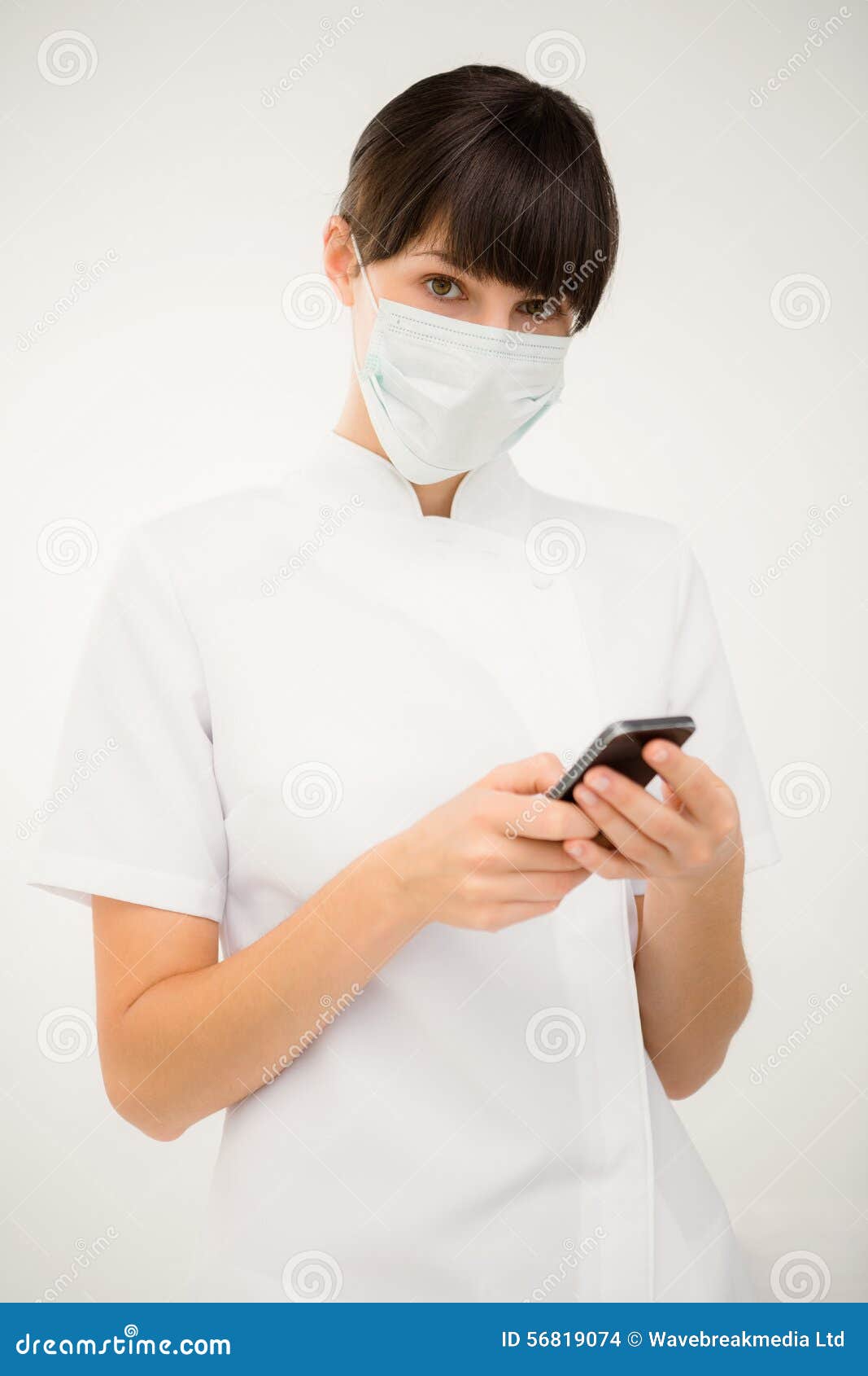 Portrait of a Nurse Using Her Mobile Phone Stock Photo - Image of ...