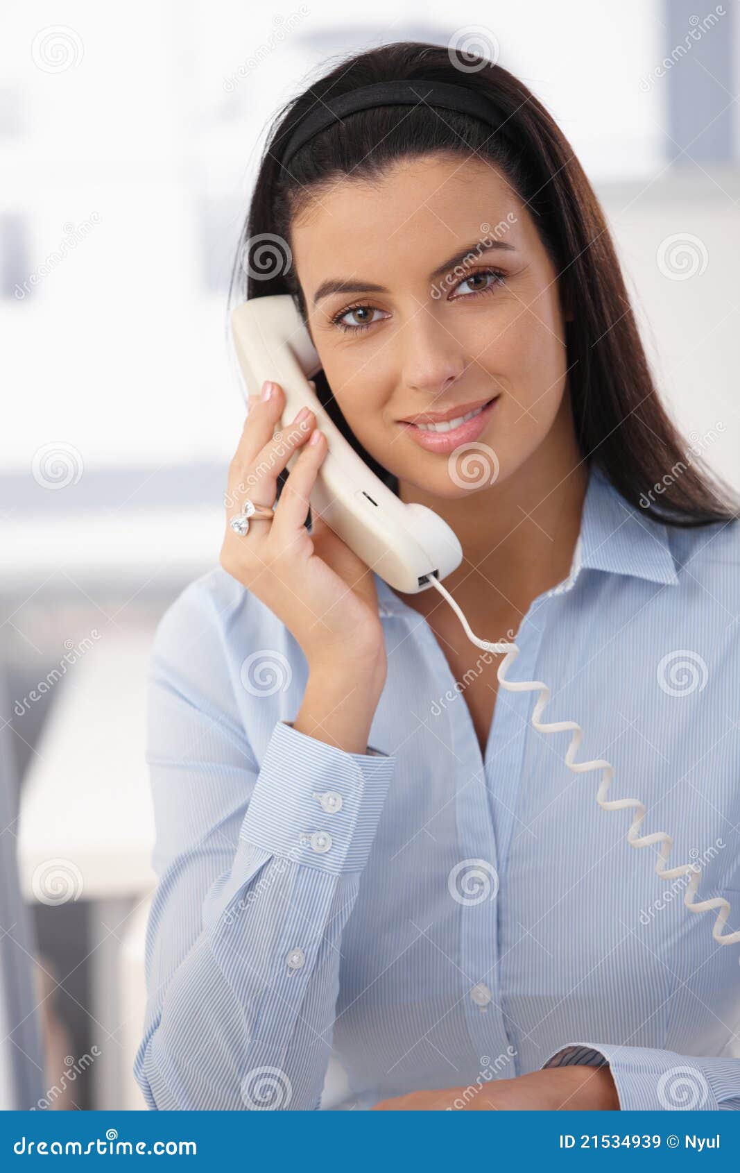 Portrait of Office Girl on Call Stock Image - Image of american, alone ...