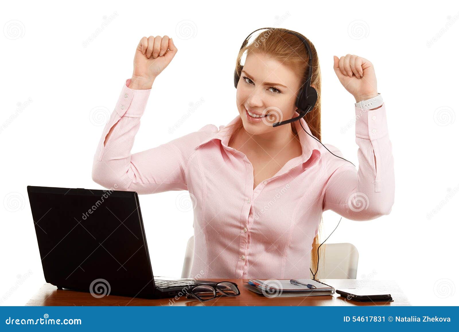 Portrait of Office Worker at a Desk with a Computer Stock Image - Image ...