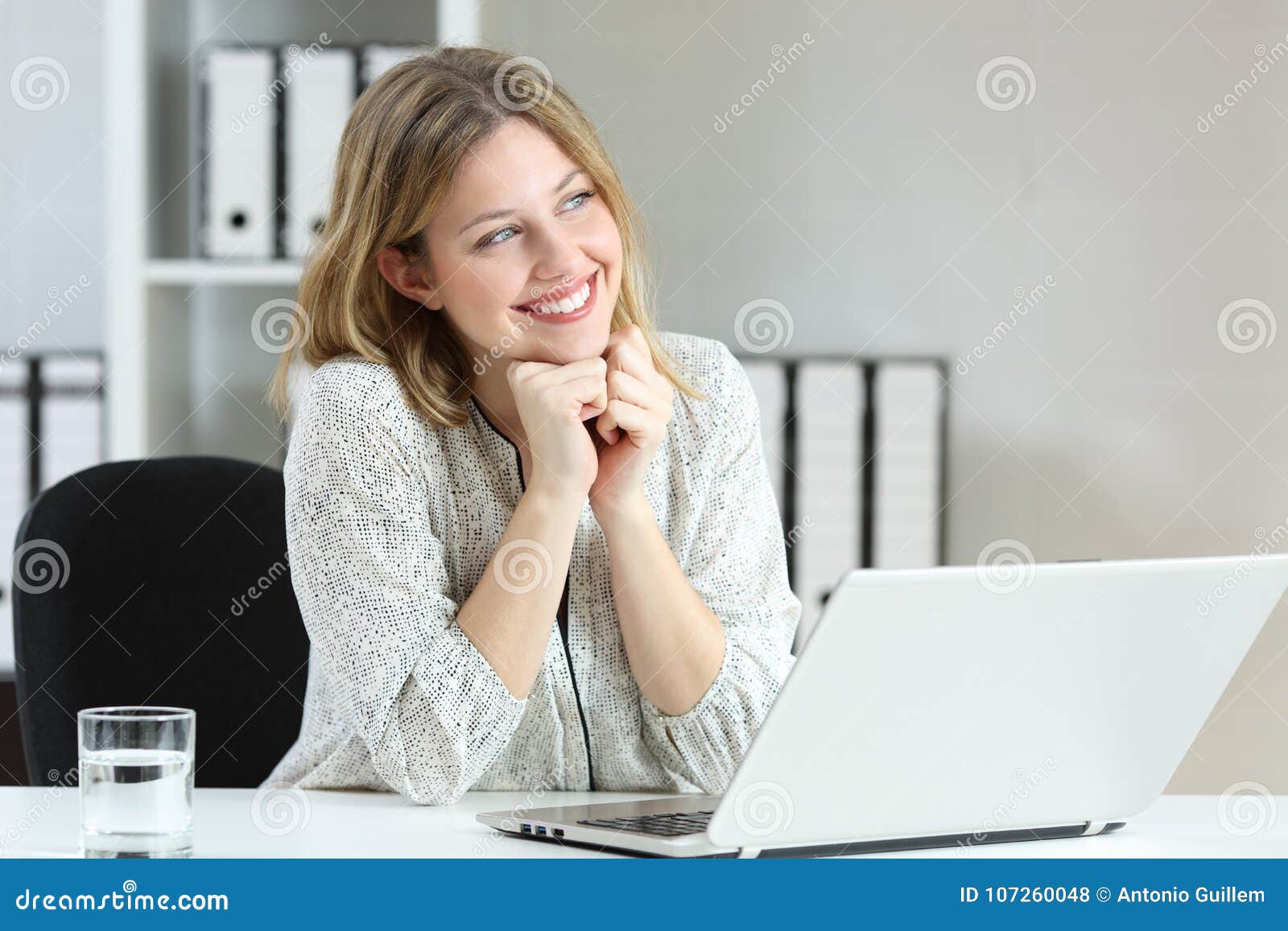 Office Worker Dreaming at Workplace Stock Photo - Image of beautiful ...