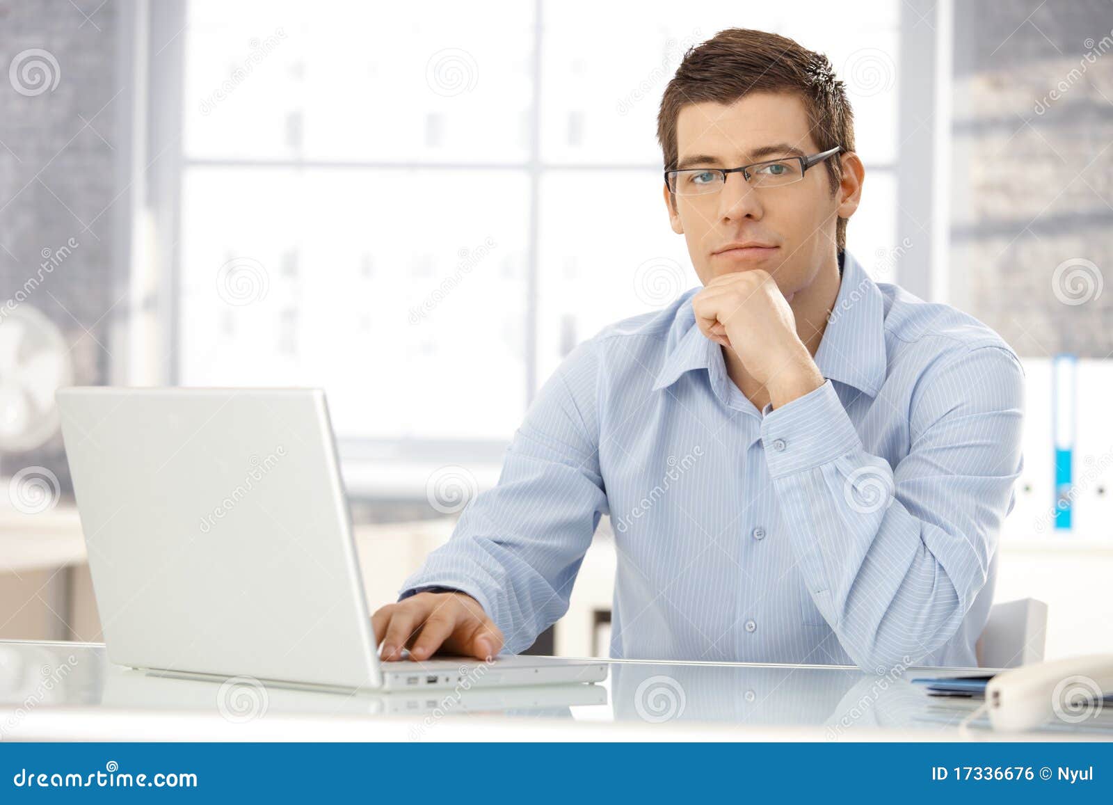 Portrait of Office Worker with Laptop Stock Photo - Image of color ...
