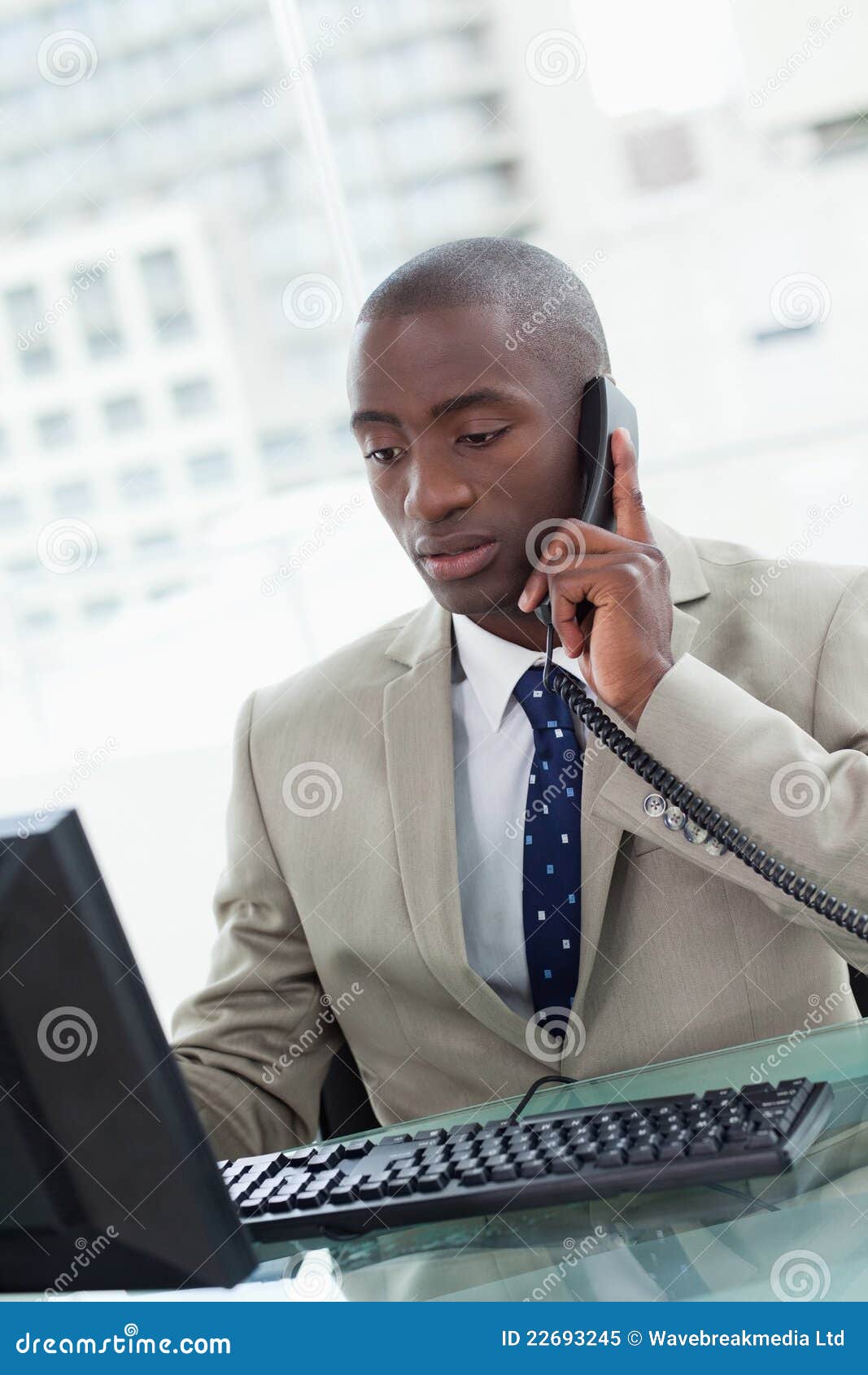 Portrait of an Office Worker Making a Phone Call Stock Image - Image of ...