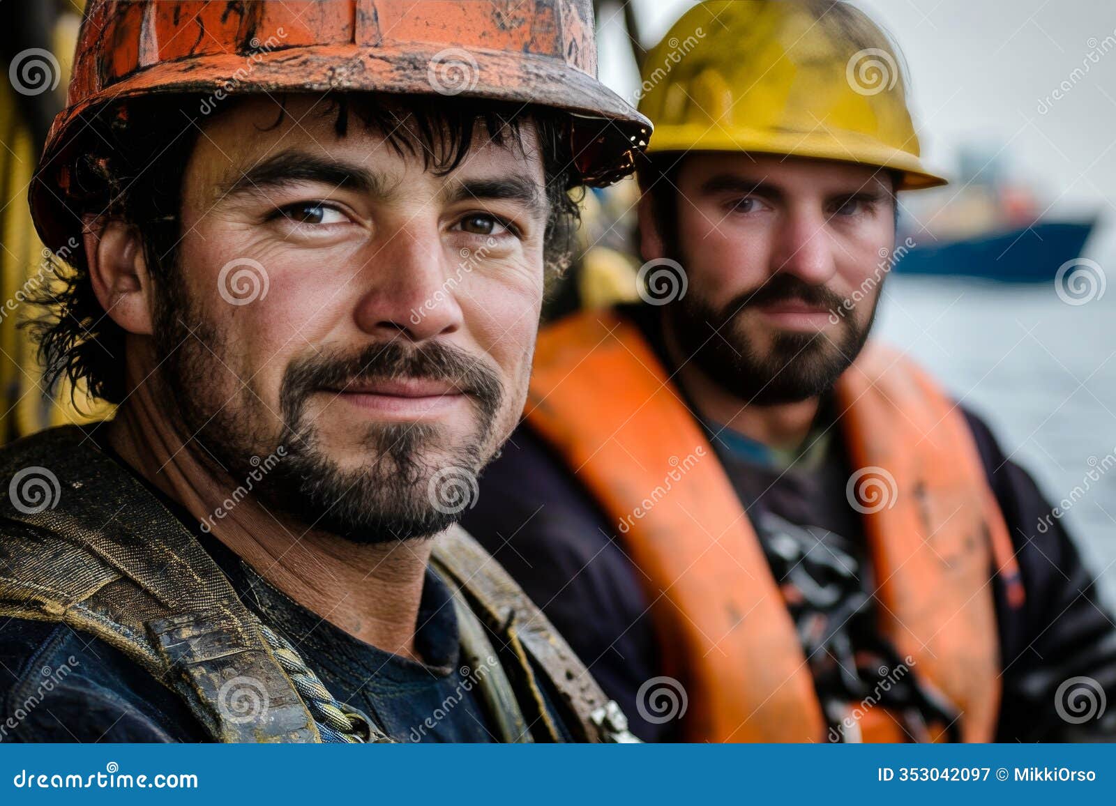 Portrait of Offshore Oil Rig Workers Showcasing Roughneck Life on a Sea ...