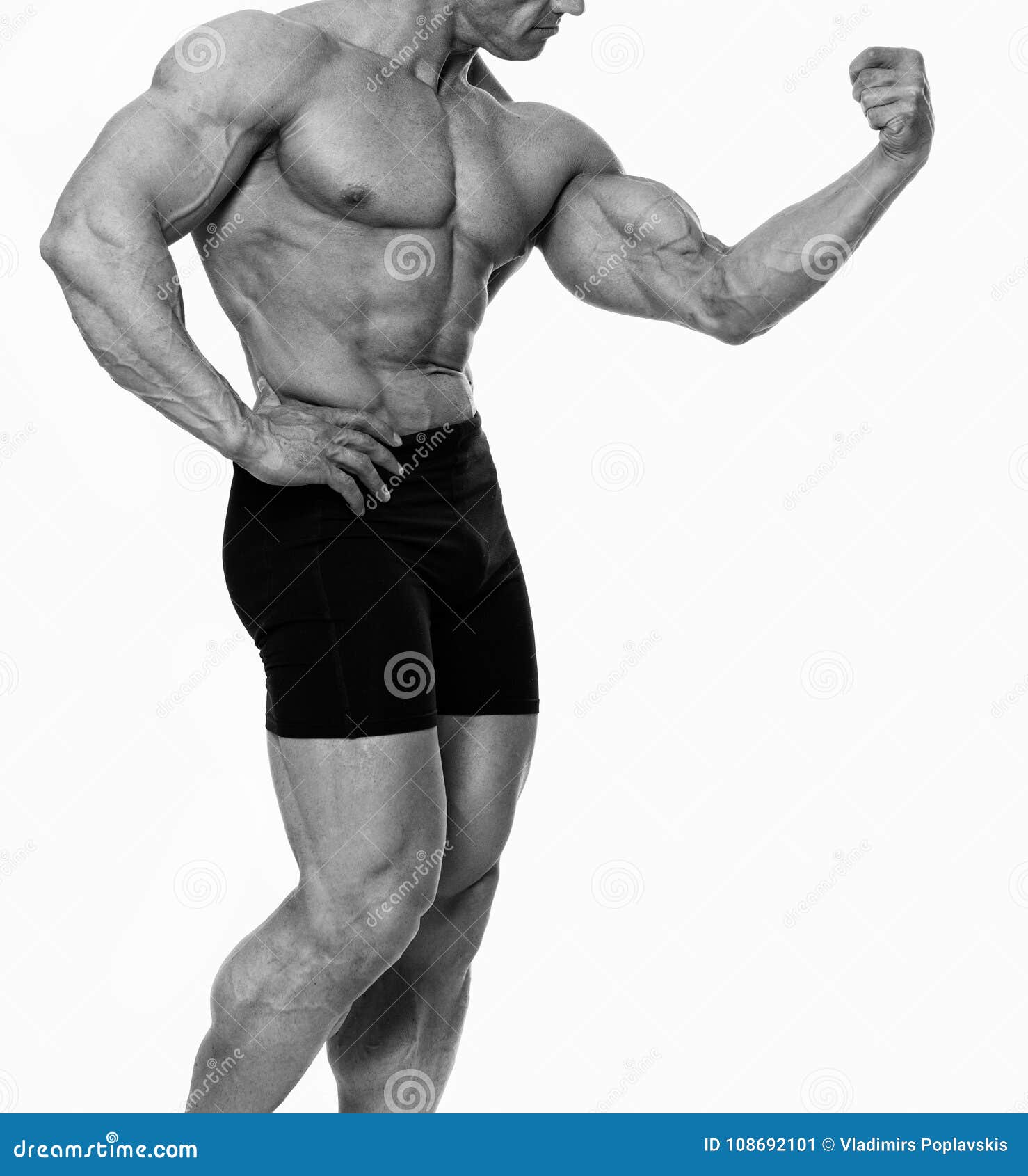 Portrait of Muscle Man Posing in Studio Stock Image - Image of athlete ...