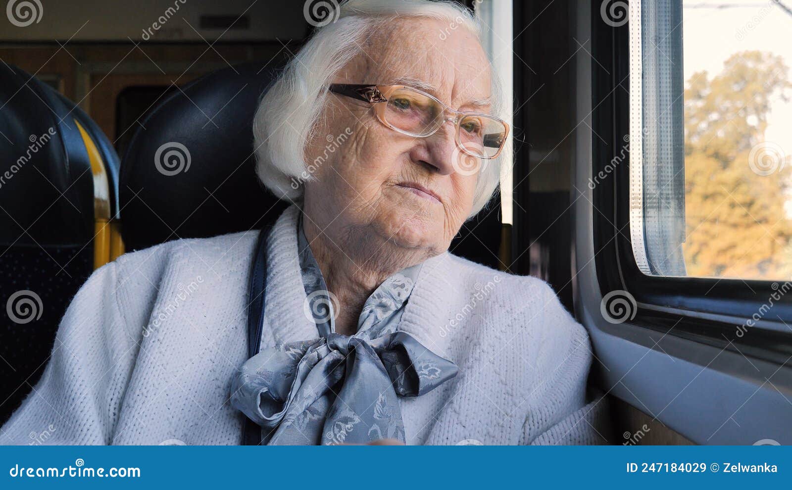 Portrait of an Old Lady in a Train Stock Image - Image of human, senior ...