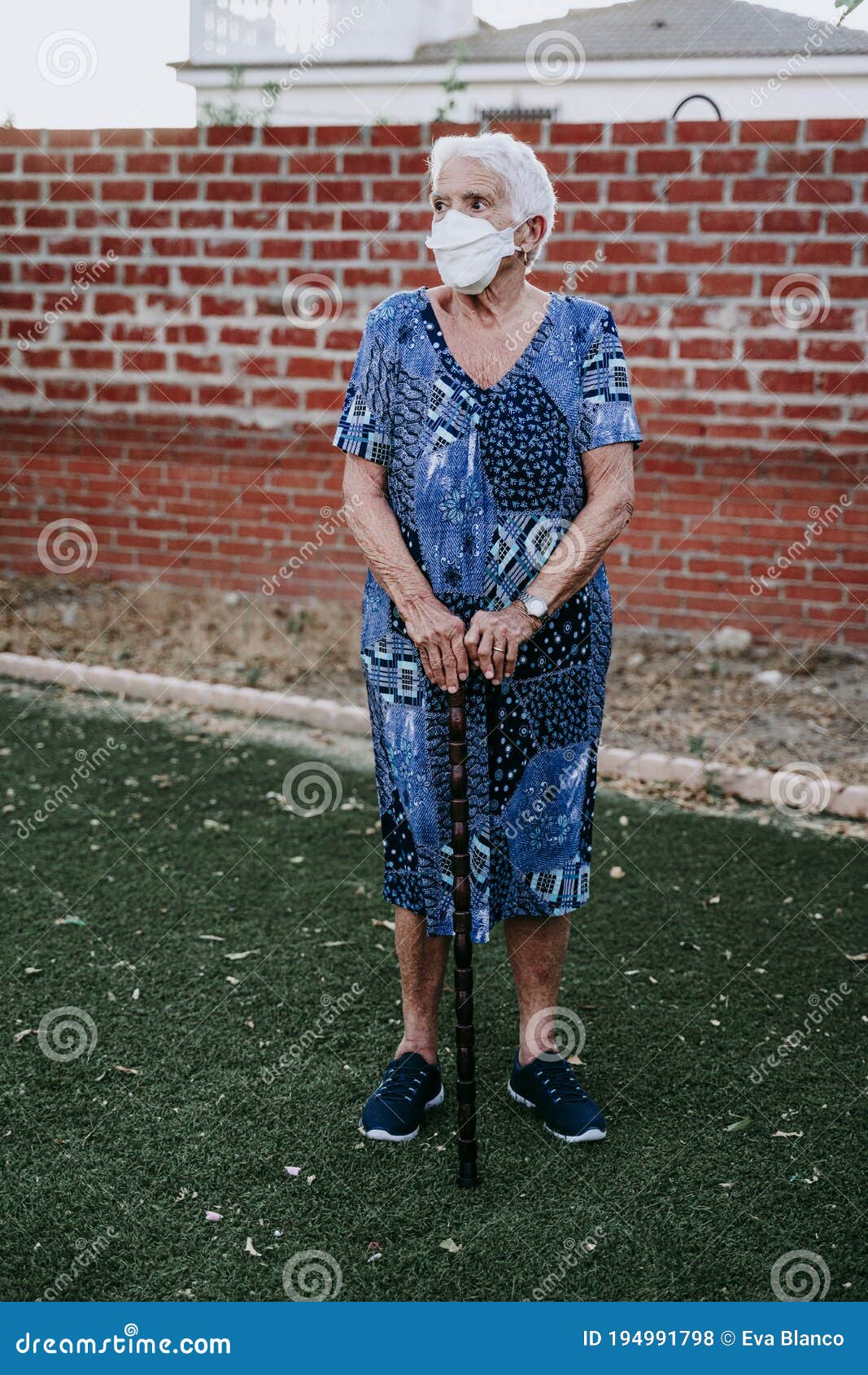 Portrait of Old Lady Wearing Protective Mask. New Normal Stock Photo ...