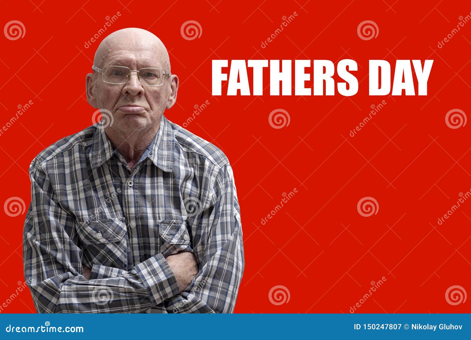 Old Man on a Red Background with Inscription `FATHERS DAY`. Stock Image ...
