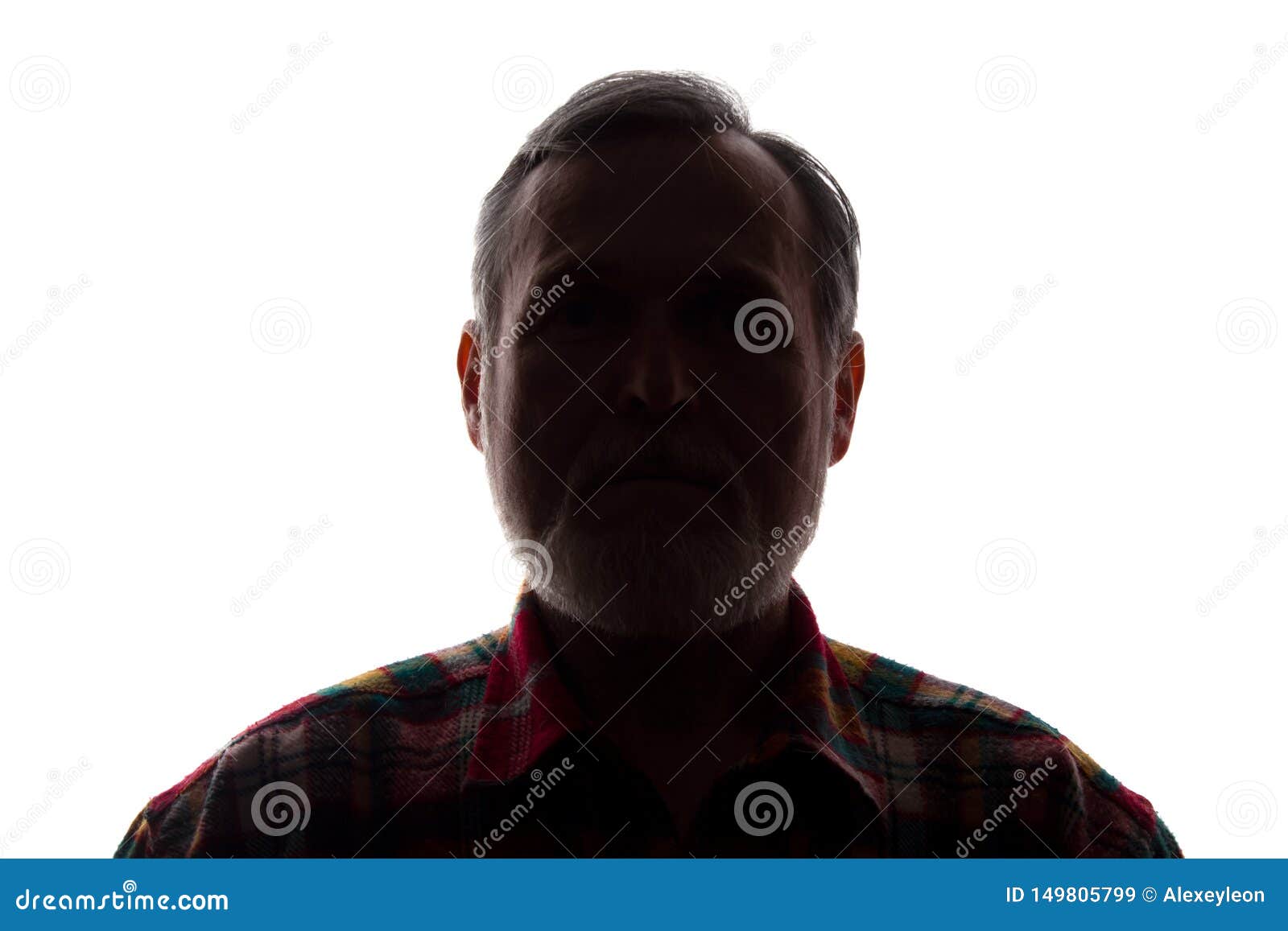 Portrait of a Old Man, Front View - Dark Isolated Silhouette Stock ...