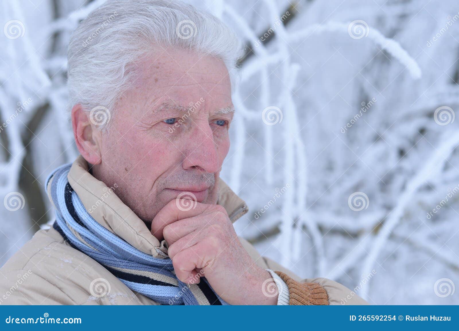 Portrait of an Old Man in a Jacket in Winter Stock Photo - Image of ...