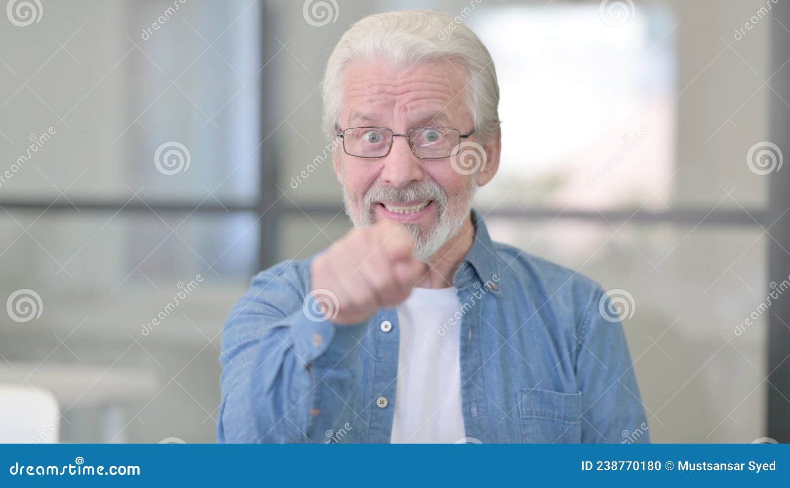 Portrait of Senior Old Man Pointing at Camera, Inviting Stock Photo ...