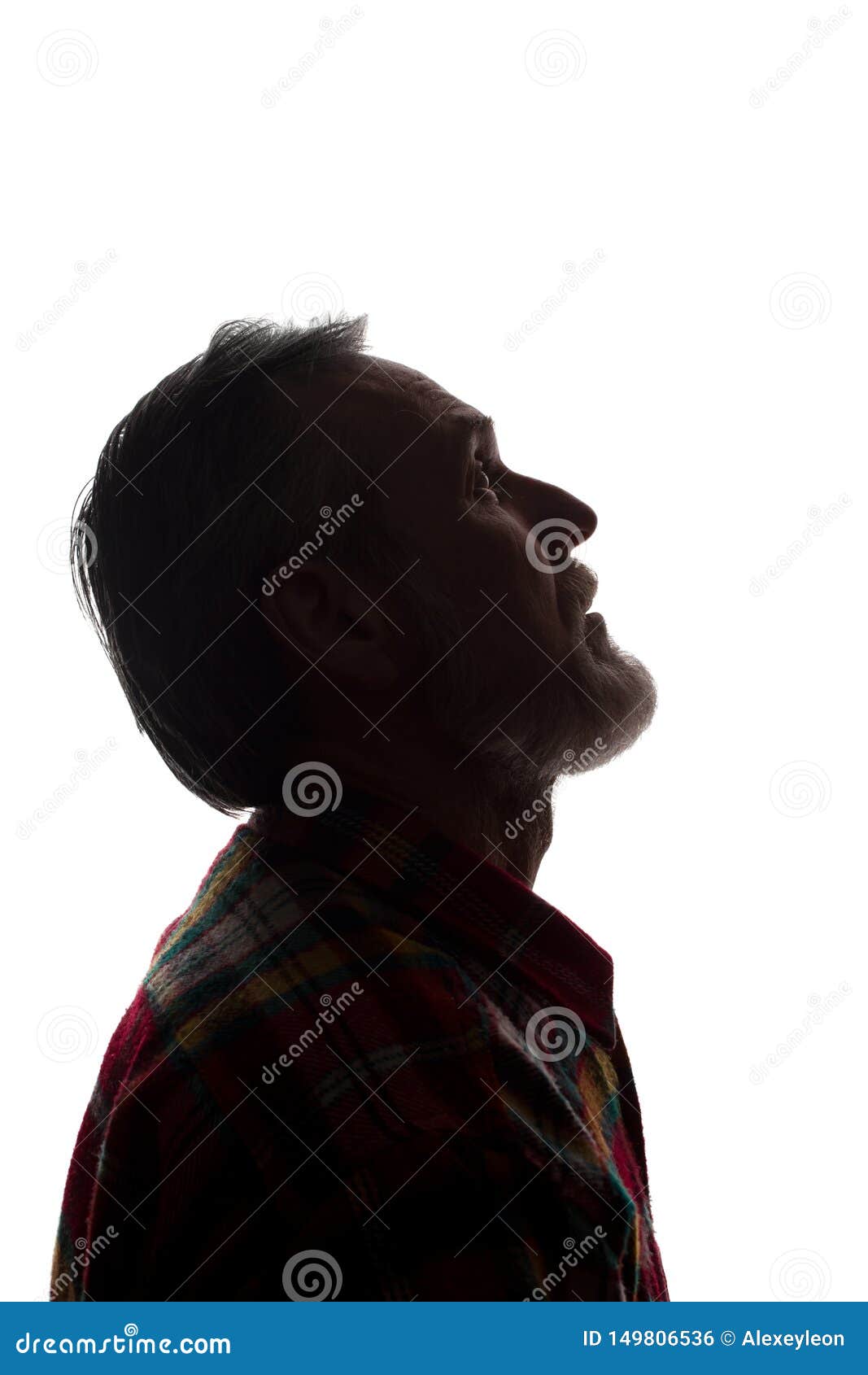 Portrait of a Old Man, Side View - Dark Isolated Silhouette Stock Photo ...