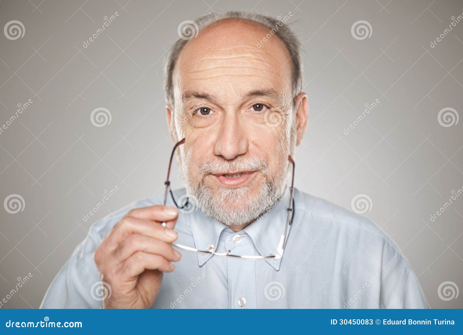 Portrait of Old Man Taking Glasses Stock Image - Image of attractive ...