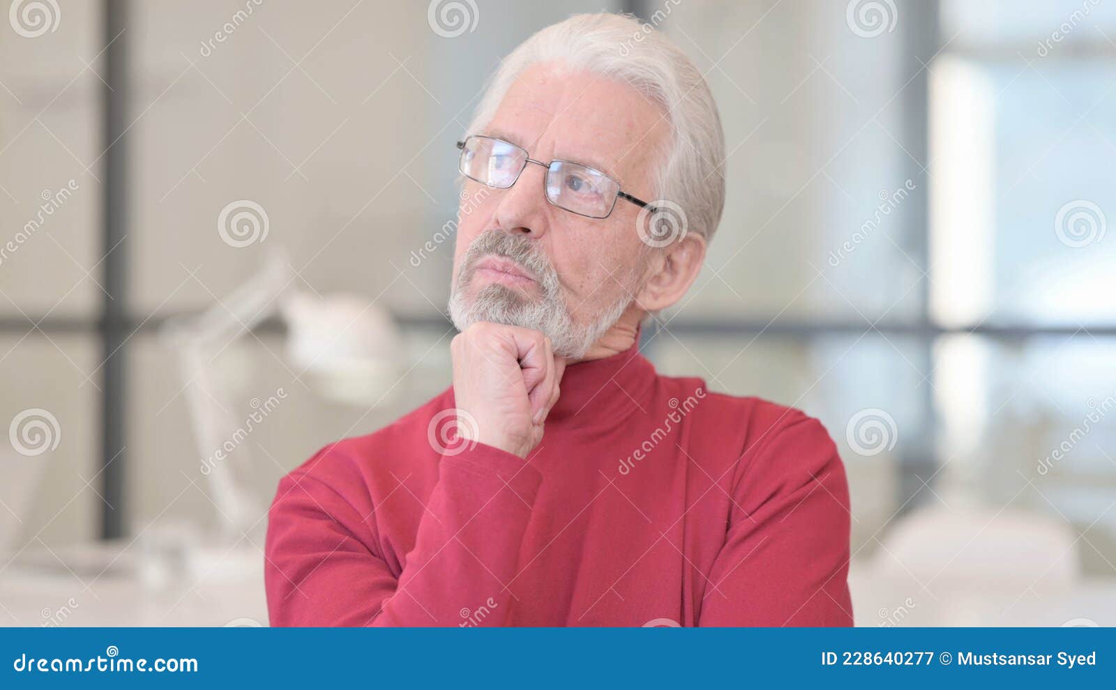 Portrait of Old Man Thinking New Plan Stock Image - Image of males ...